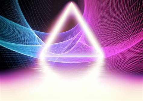 3d Illustration Of Geometric And Abstract Triangular Light Tunnel Stock