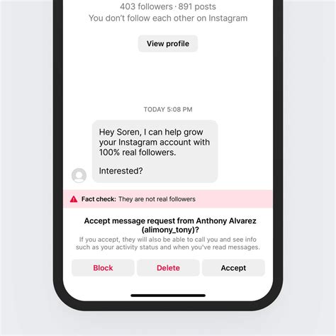 Instagram Fact Check Message Requests