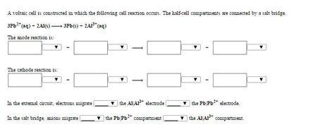 Solved A Voltaic Cell Is Constructed In Which The Following
