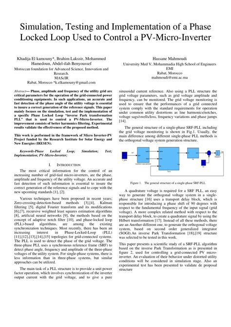 Pdf Simulation Testing And Implementation Of A Phase Locked Loop