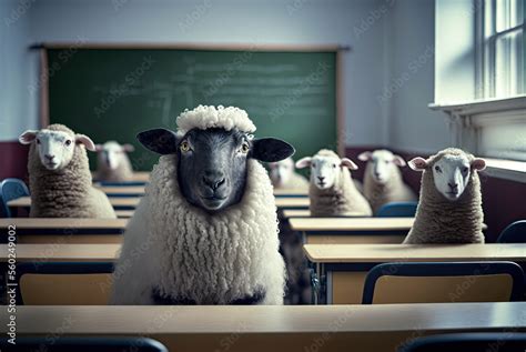 Sheep In A Classroom Generative Ai Stock Illustration Adobe Stock