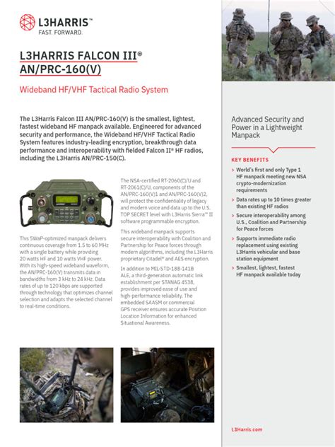 Cs Tc Datasheet An Prc 160v Wideband Hf Vhf Tactical Radio Pdf Frequency Modulation High