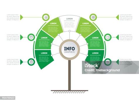 세로 녹색 타임 라인 인포 그래픽입니다 개발의 나무와 사업의 성장 경향 및 경향 그래프의 타임 라인 6 또는 7 옵션 부품 단계와 에코 비즈니스 개념 농업에 대한 스톡 벡터