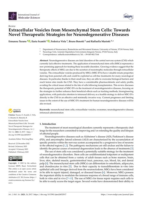 Pdf Extracellular Vesicles From Mesenchymal Stem Cells Towards Novel