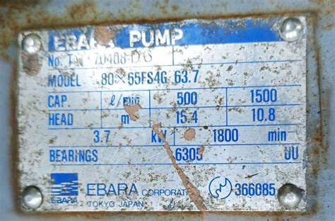 ebara centrifugal water pump 3 x 2 5 220v 3phase from japan