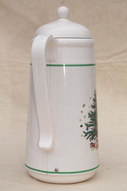Nikko Japan Happy Holidays Christmas Tree Plastic Thermos Insulated Carafe Pitcher