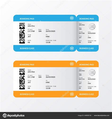 Boarding Pass Airplane Ticket Layout Template Travel Holiday Vacation