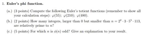 solved 1 euler s phi function a 3 points compute the