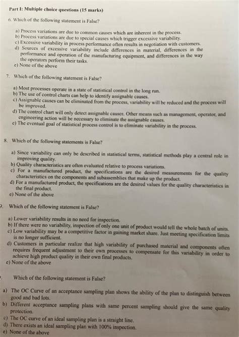Solved Part I: Multiple choice questions (15 marks) 6. Which | Chegg.com