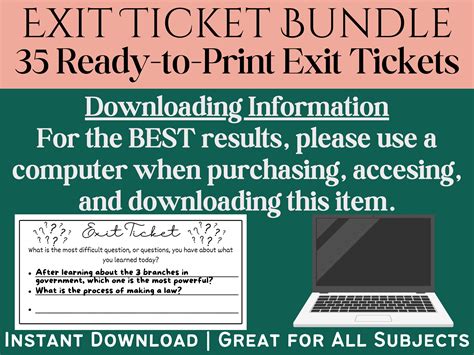 Exit Ticket Bundle 35 Ready To Print Exit Tickets For Middle And High Babe Babes Fun