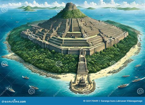 Lost Civilization Of Lemuria In Ancient Times Stock Illustration