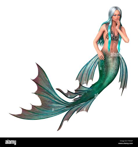 3d Digital Render Of A Beautiful Fantasy Mermaid Isolated On White