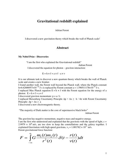 Pdf Gravitational Redshift Explained