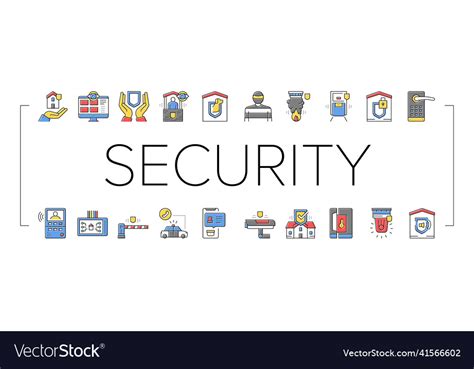 Home Security Device Collection Icons Set Vector Image