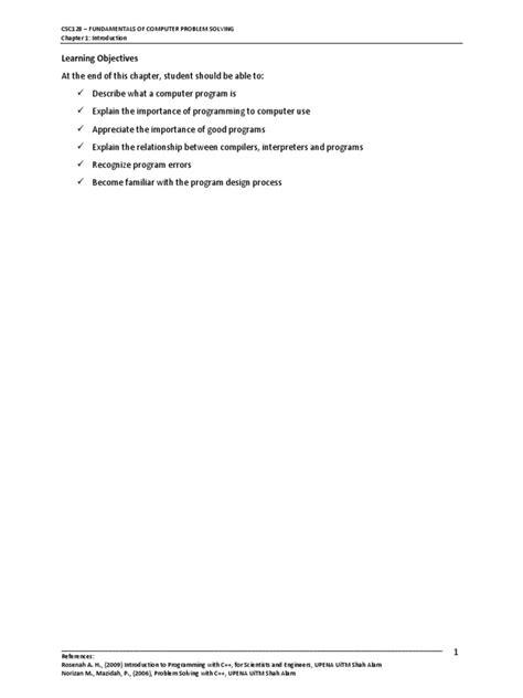 Learning Objectives Csc128 Fundamentals Of Computer Problem Solving Chapter 1 Introduction