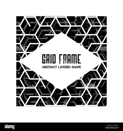 Abstract Square Frame With Layered Lines Triangular Grid And Shadow