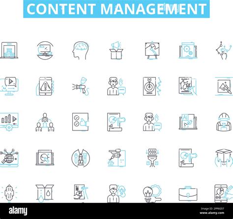 Content Management Linear Icons Set Organization Collaboration Workflow Efficiency