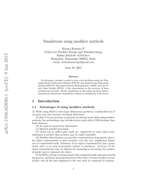 PDF Simulations Using Meshfree Methods