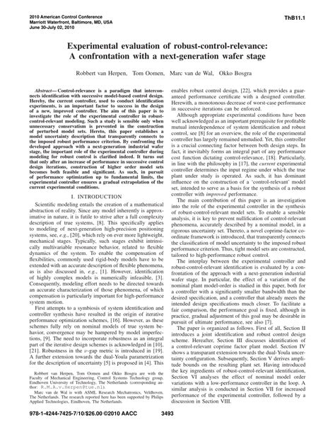 Pdf Experimental Evaluation Of Robust Control Relevance A Confrontation With A Next
