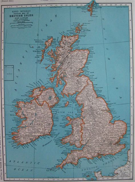 Europe Map British Isles Map Vintage 2 Sided Plac Map Of Great