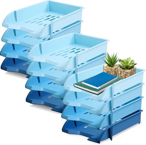 Relithick Stackable Paper Trays Organizer For Desk Letter Trays Plastic File