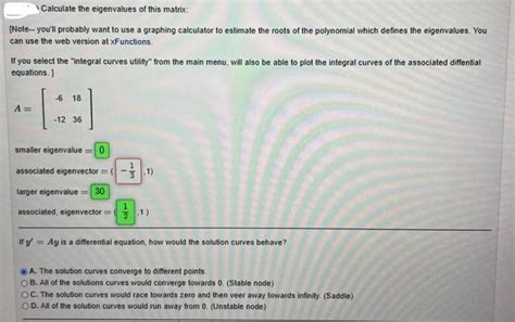 solved calculate the eigenvalues of this matrix [note