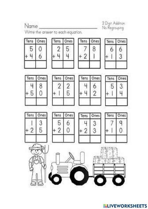 Addition Of Tens And Ones Without Regrouping Online Exercise For Live Worksheets