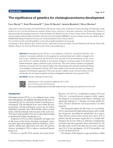 Pdf The Significance Of Genetics For Cholangiocarcinoma Development