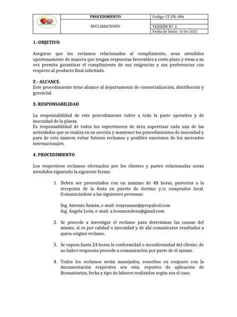 Af 81 Procedimiento De Reclamaciones Pdf