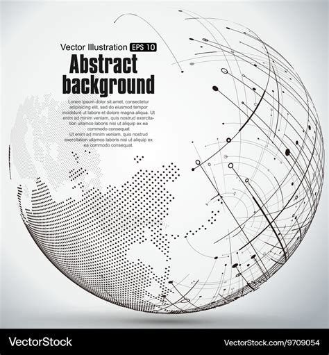 Point And Curve Constructed Sphere Wireframe Vector Image