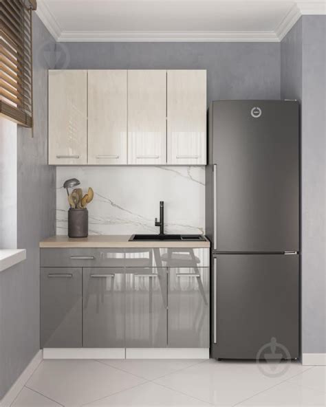 ᐉ Кухня Світ Меблів Юта шелковый камень графит ДСП 1 2м графит белый • Купить в Киеве Украине