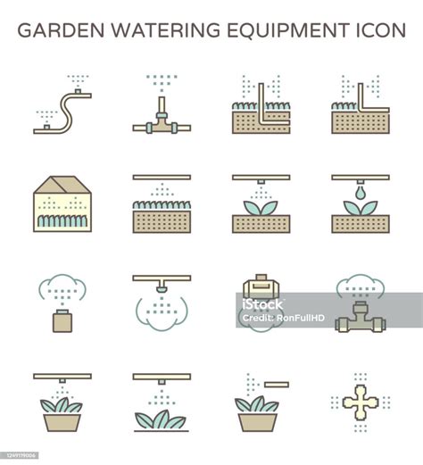 자동 스프링클러 시스템 그래픽 디자인 요소 편집 가능한 스트로크를 위한 정원 급수 장비 및 스프링클러 아이콘 세트 관 튜브에 대한 스톡 벡터 아트 및 기타 이미지 Istock