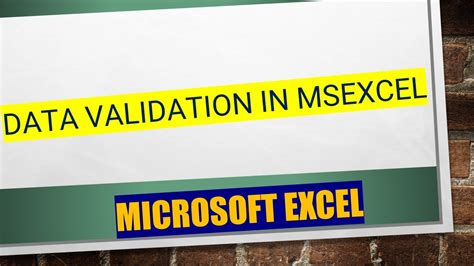 data validation in msexcel excel exceltutorial