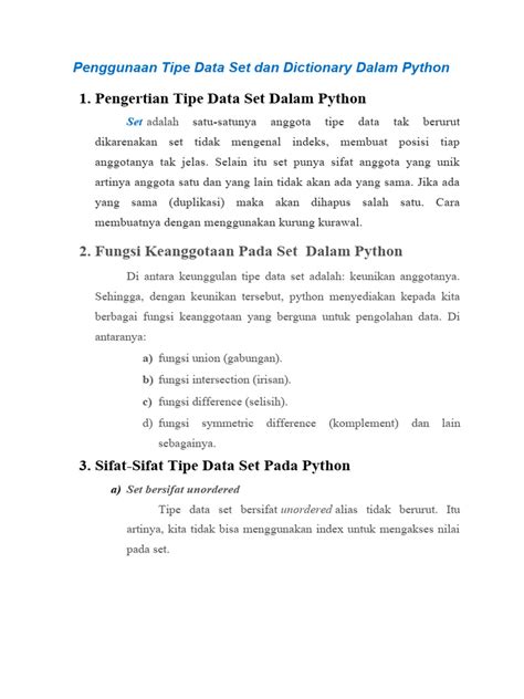 Penggunaan Set Dan Dictionary Dalam Python Pdf Penggunaan Set Dan Dictionary Dalam Python Pdf