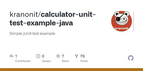 GitHub Kranonit Calculator Unit Test Example Java Simple JUnit Test Example