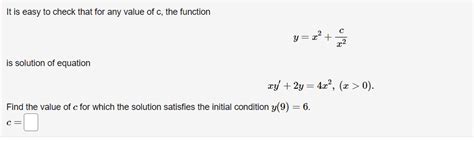 Solved It Is Easy To Check That For Any Value Of C The Chegg Com