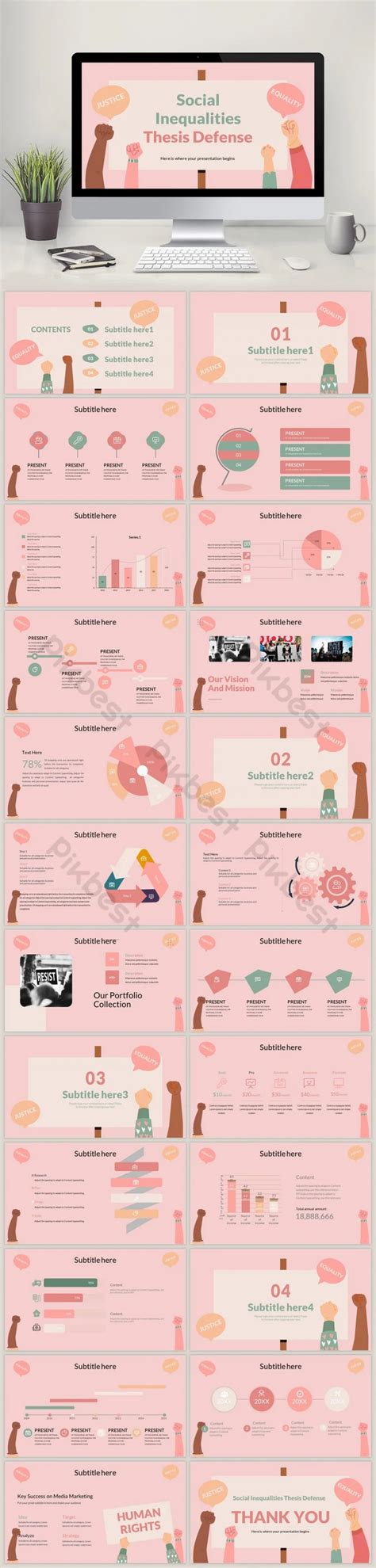 Social Inequalities Thesis Defense Presentation Pink Powerpoint Pptx Template Free Download