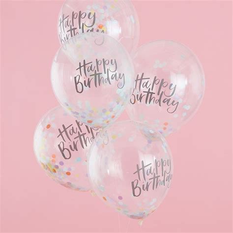 5 Rainbow Happy Birthday Confetti Balloons Birthday Party Decorations