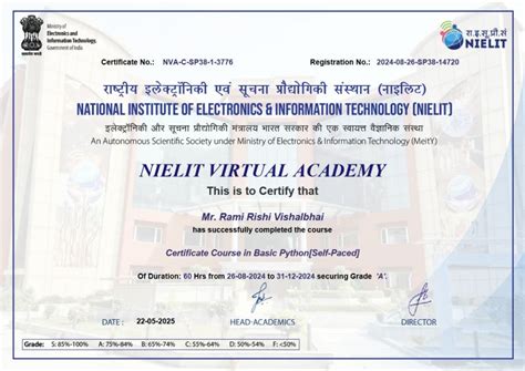 Earned A In Python Certificate Course By Nielit Rishi Rami Posted On The Topic Linkedin