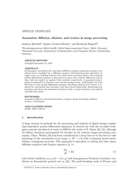 pdf anomalous diffusion dilation and erosion in image processing