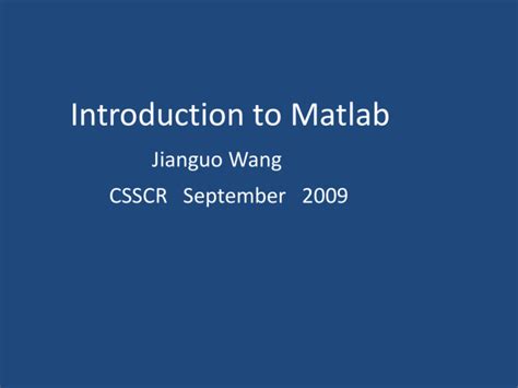 Introduction To Matlab