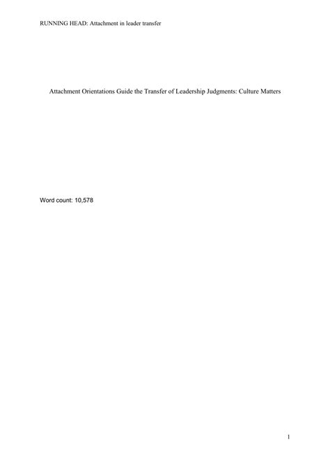 Pdf Attachment Orientations Guide The Transfer Of Leadership