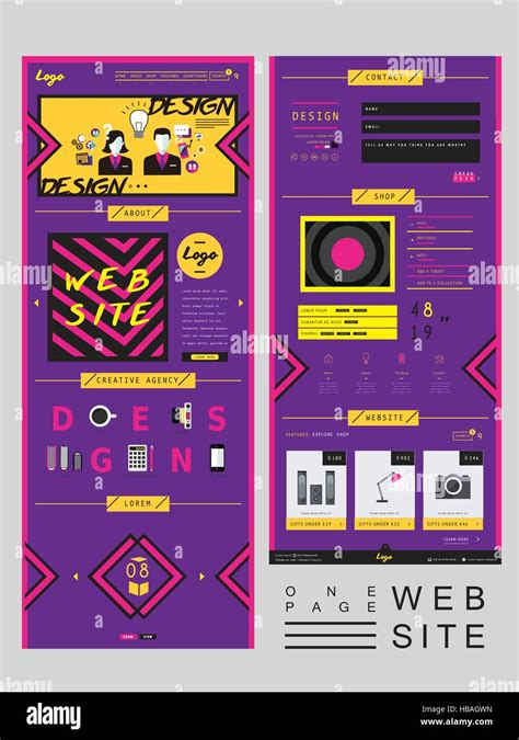 Attractive One Page Website Design Template In Flat Style Stock Vector Image Art Alamy