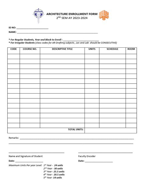 Architecture Enrollment Form Pdf