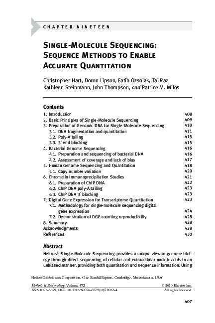Pdf Single Molecule Sequencing Sequence Methods To Enable Accurate Quantitation