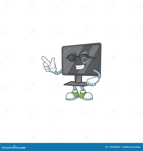 Super Cool Computer Screen Mascot Character Wearing Black Glasses Stock Vector Illustration Of