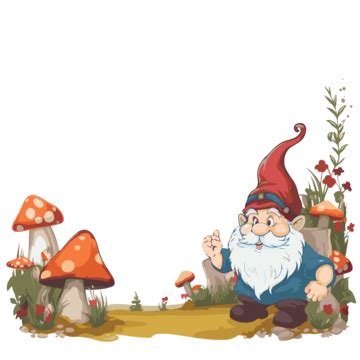 Gnome Border Vector Sticker Clipart Game Gnome Character Illustration Cartoon Sticker Clipart
