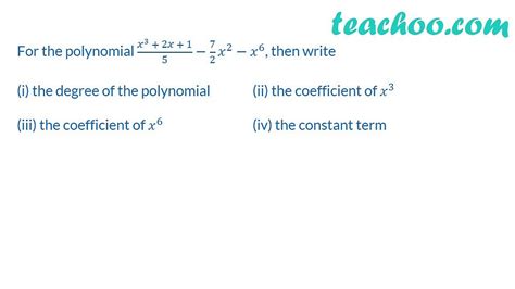 Practice Problems Degree Of Polynomials With Videos Teachoo
