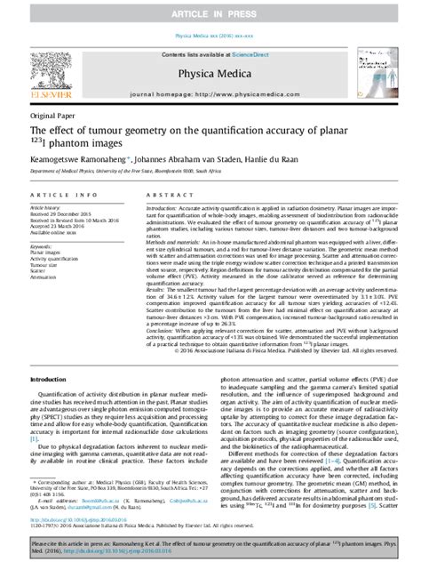 Pdf The Effect Of Tumour Geometry On The Quantification Accuracy Of
