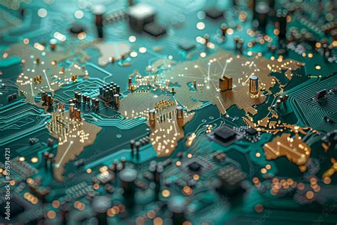 Tech Conflict Over Semiconductor Supply Chains Geopolitical Map Illustration Stock Illustration